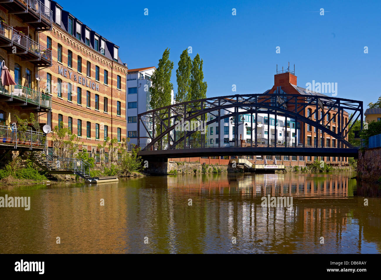 Koenneritz bridge at White Elster River, Leipzig Schleusig, Saxony ...
