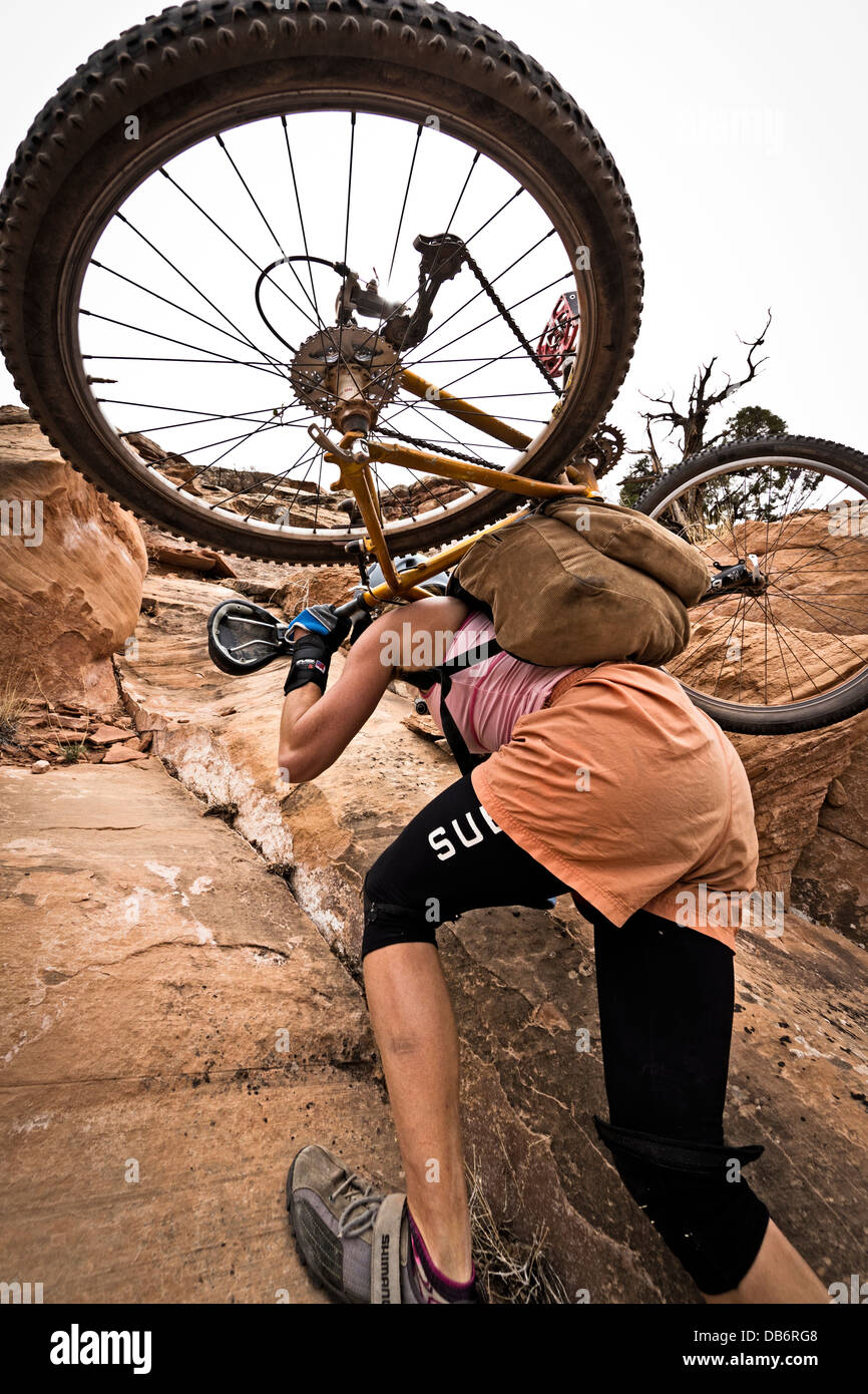 Natalie Day. Photo taken along Spring Canyon - Hey Joe loop bike ride near Moab, Utah Stock ...