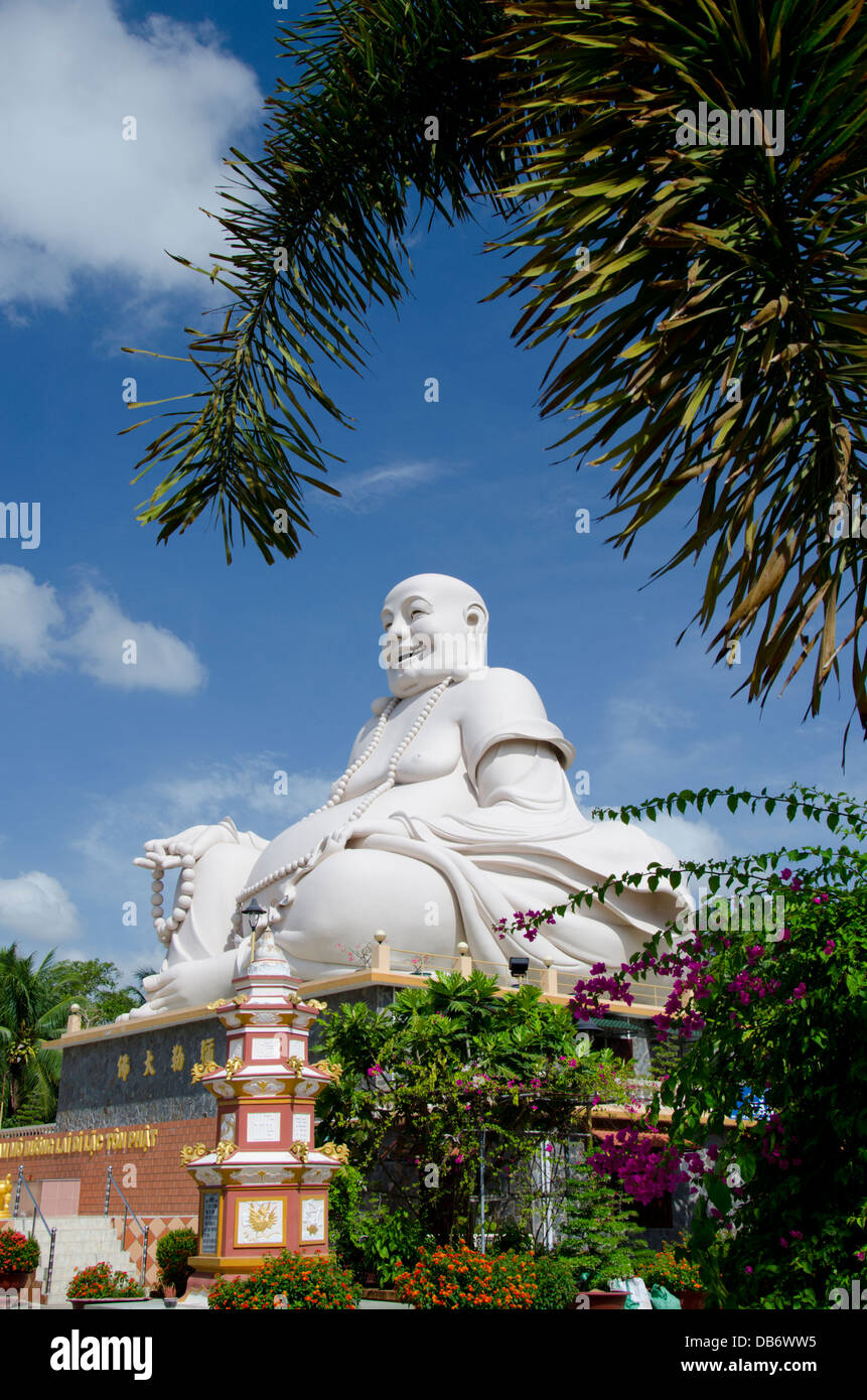 Vietnam, My Tho, Mekong Delta river area. Vinh Trang Pagoda complex, Big Happy Buddha statue ...