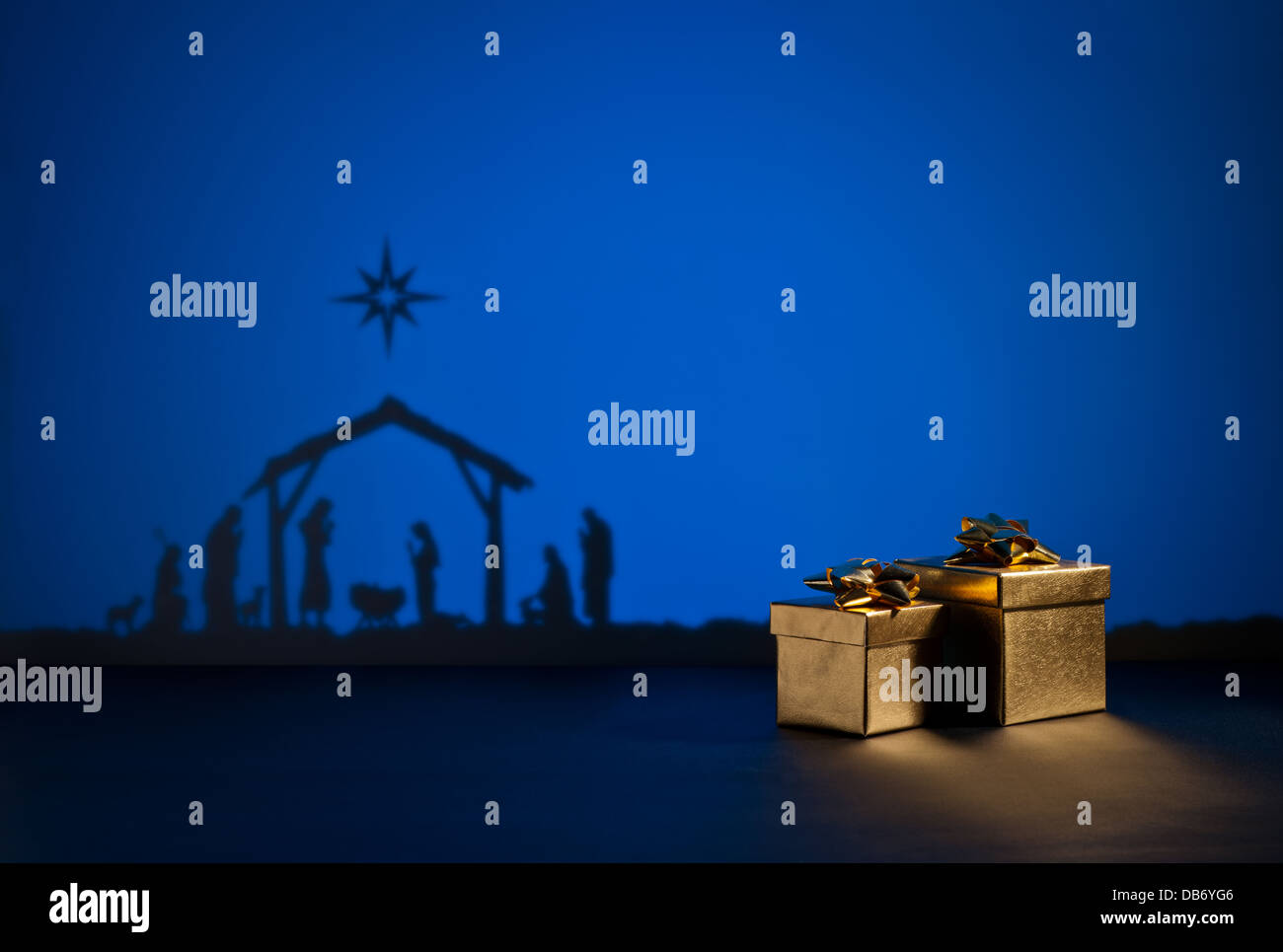 Birth Jesus silhouette of the crib in Bethlehem Stock Photo - Alamy