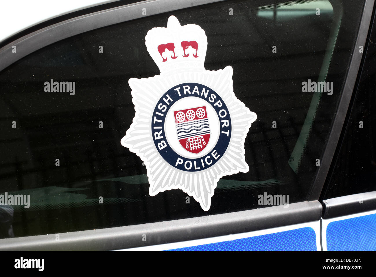 Symbol or badge of The British transport police on one of their cars ...