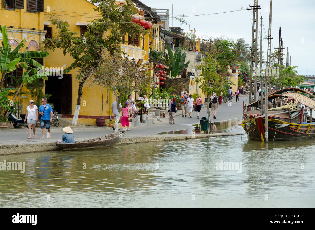 Vietnam, Da Nang, Historic Hoi An. River view of Bach Dang Street. A ...