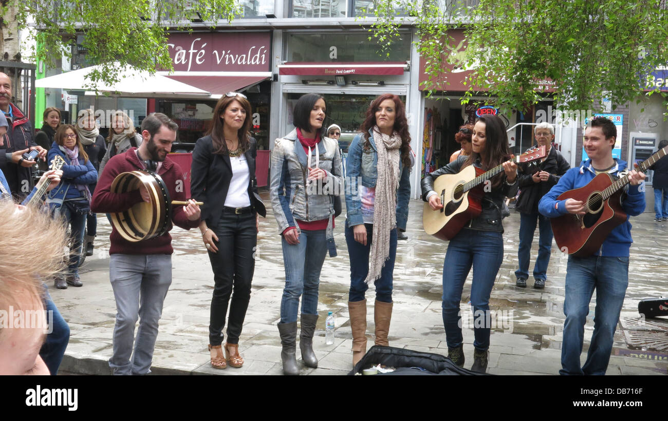 Image of a surprise busking performance by Irish pop group B*Witched in ...