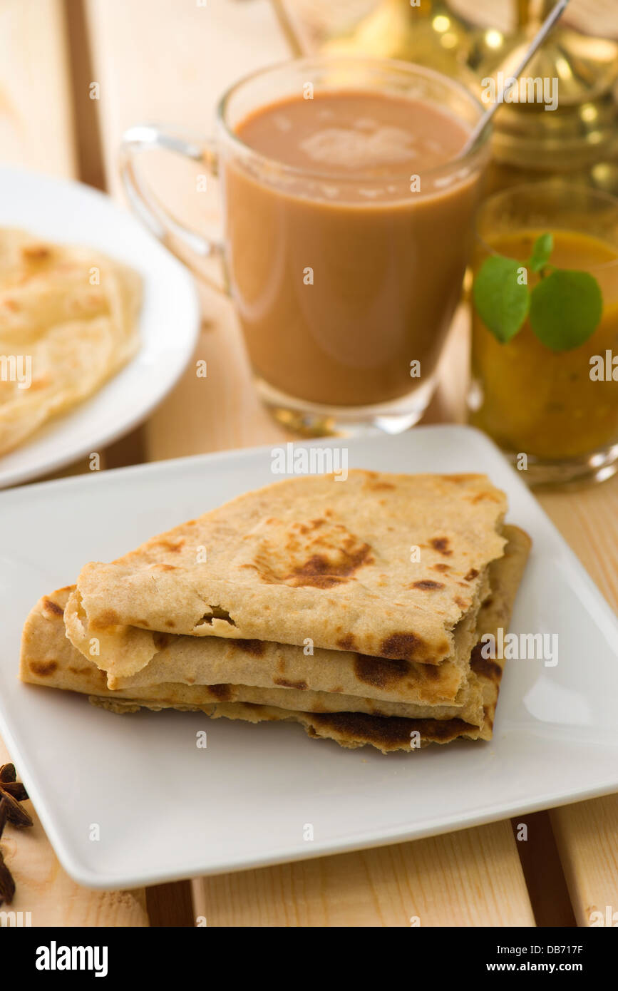 chapathi traditional indian food with settings on background Stock ...