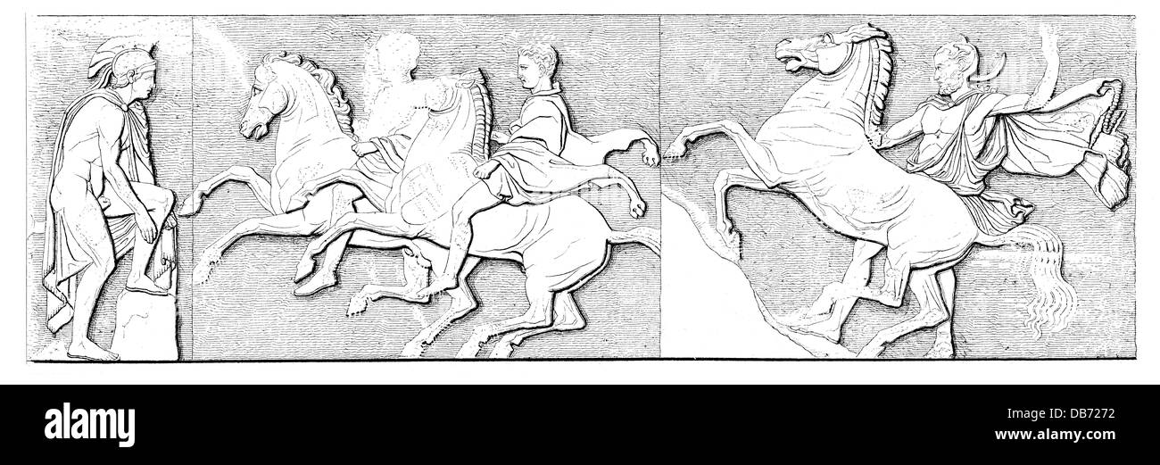 ancient world, Greece, religion, procession of the Panathenaea, horse ...