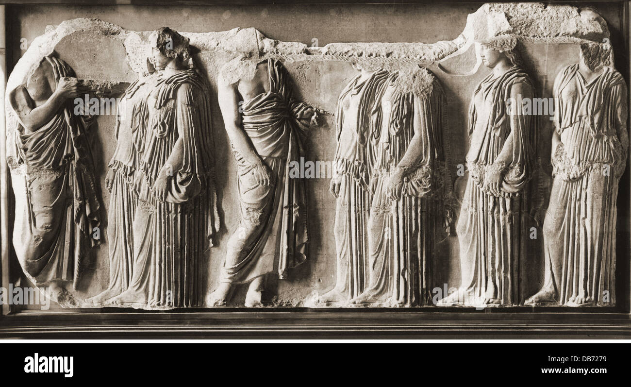 ancient world, Greece, religion, procession of the Panathenaea, relief ...