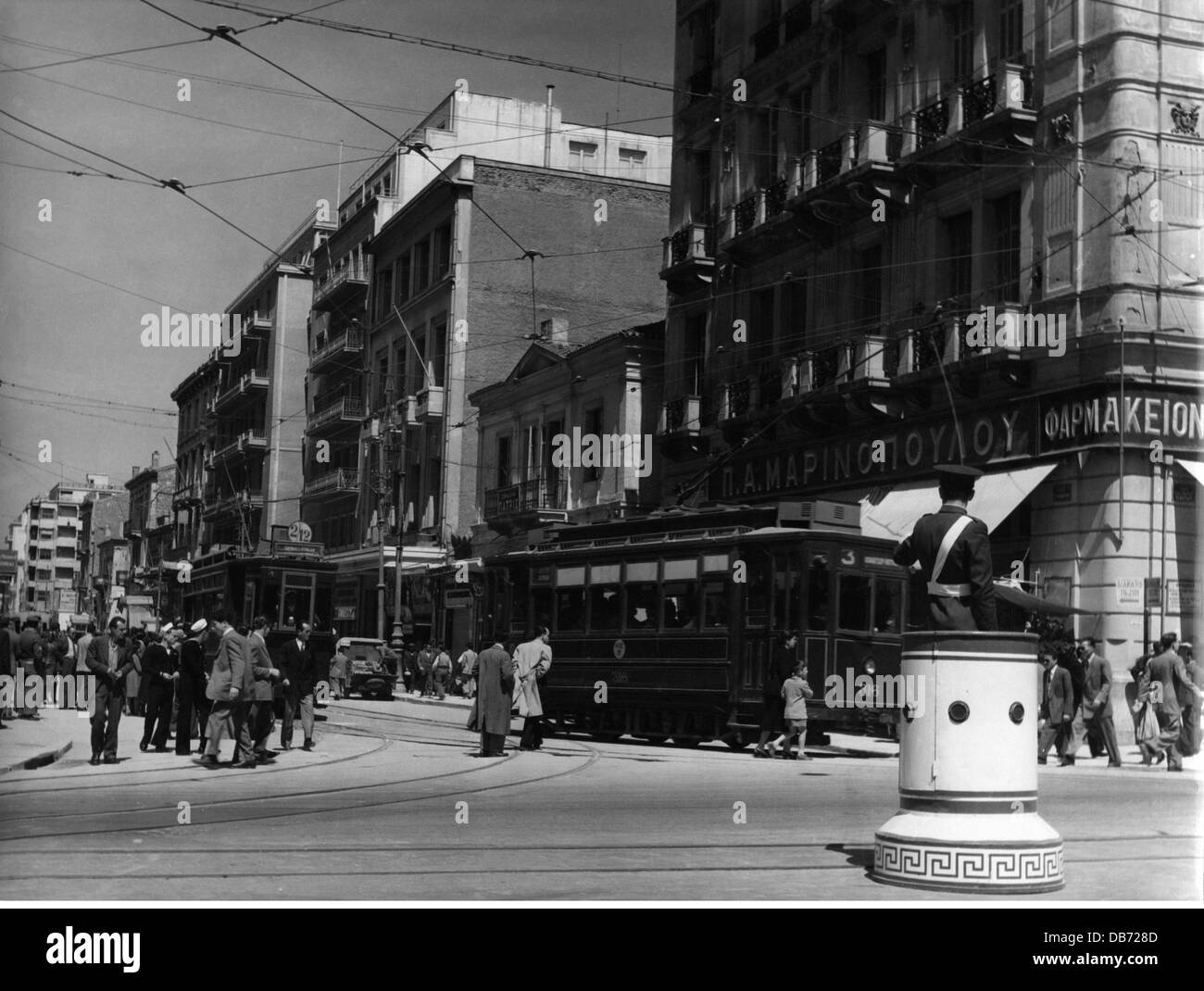 geography / travel, Greece, Athens, street scene, 1950s, transport ...