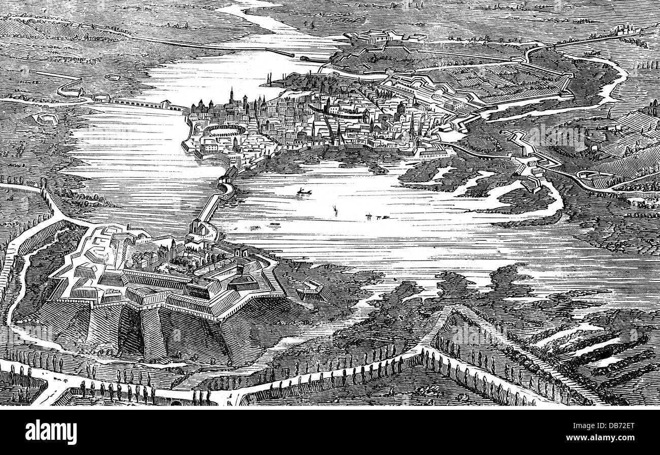 geography / travel, Italy, Mantua, view, in foreground the fortress ...