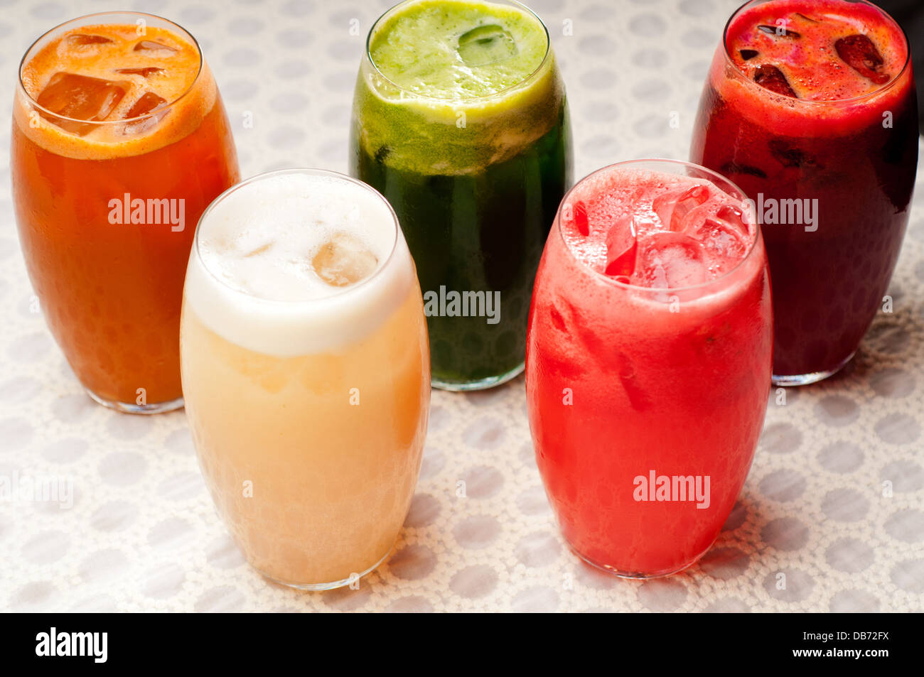 selection of fresh fruits colorful long drink cocktails Stock Photo - Alamy