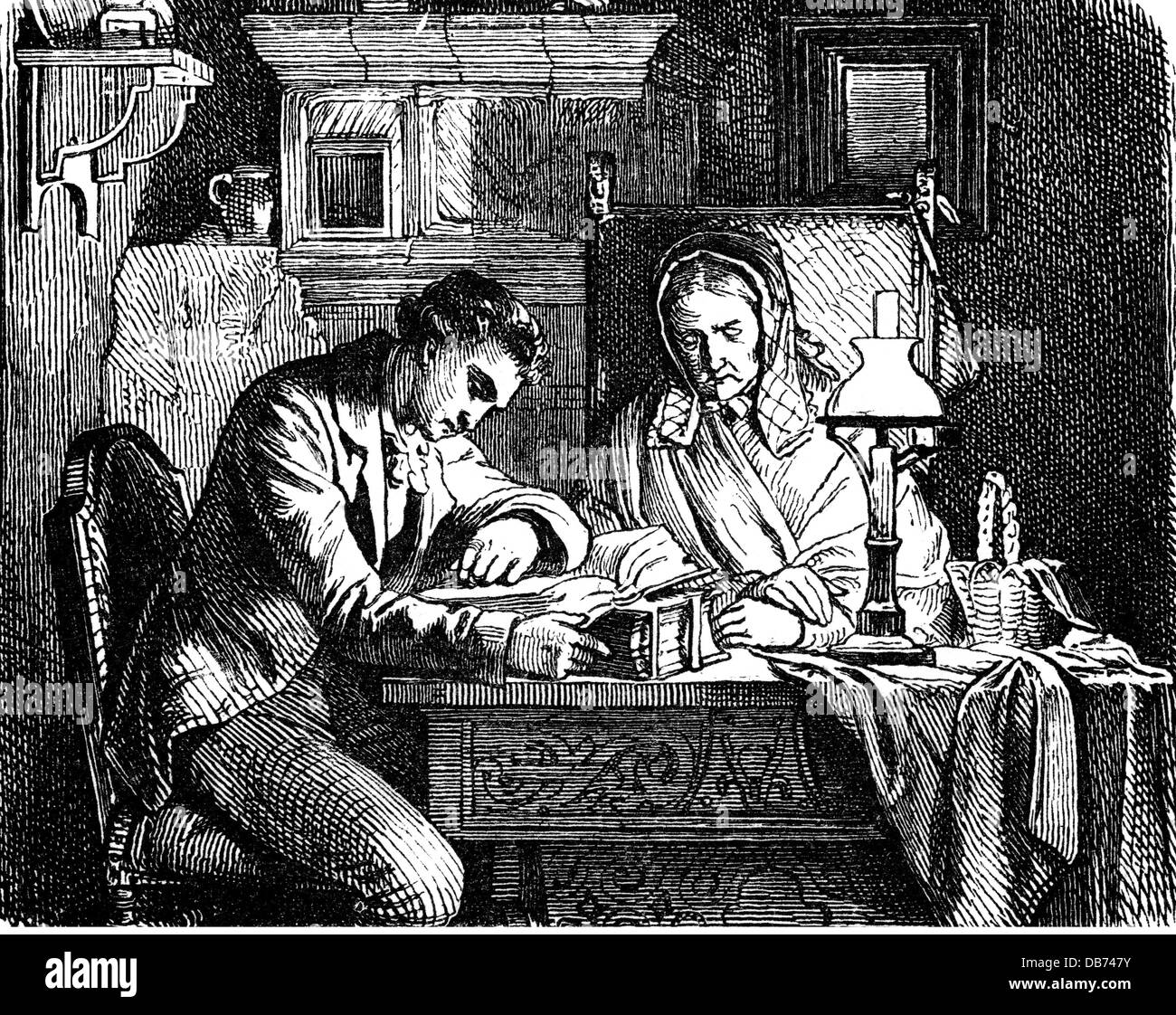 Tables and lights Black and White Stock Photos & Images - Alamy