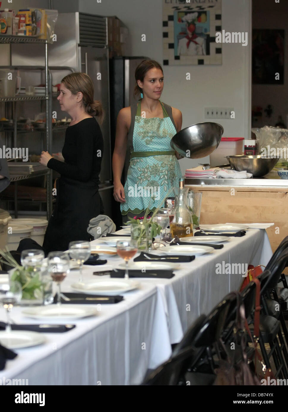Jessica Alba taking a cookery class in West Hollywood Los Angeles ...