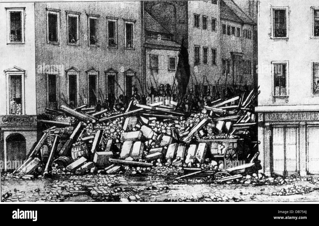 Revolution 1848 - 1849, Germany, Dresden May Uprising, 3.- 9.5.1849 ...