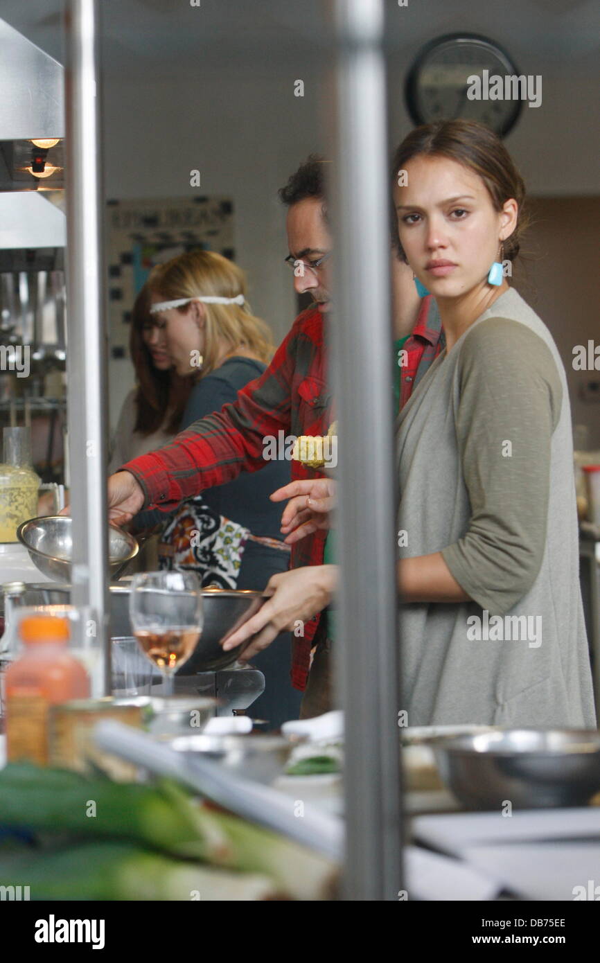 Jessica Alba taking a cookery class in West Hollywood Los Angeles ...