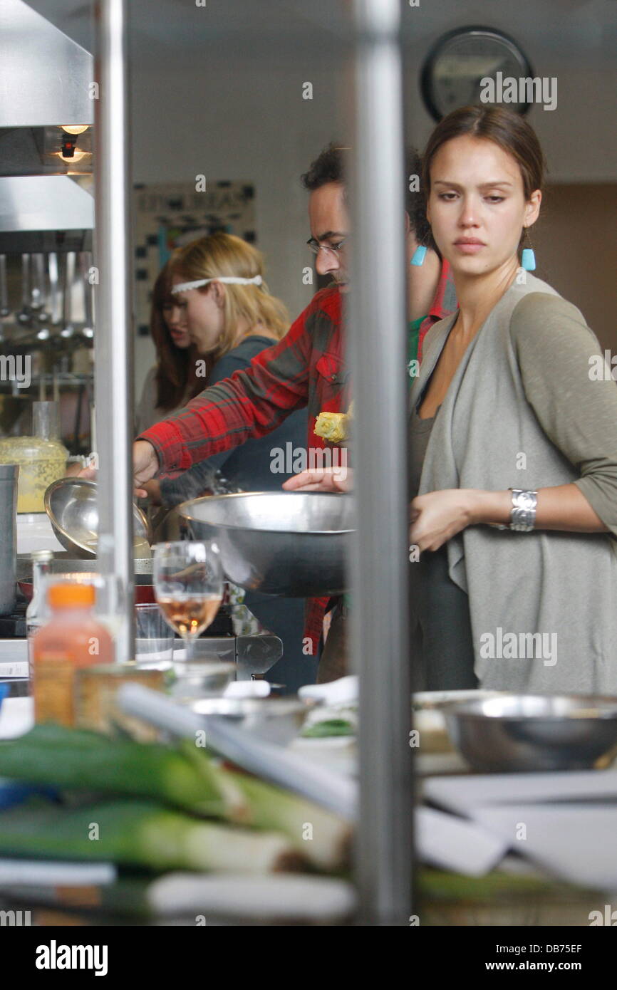 Jessica Alba taking a cookery class in West Hollywood Los Angeles ...