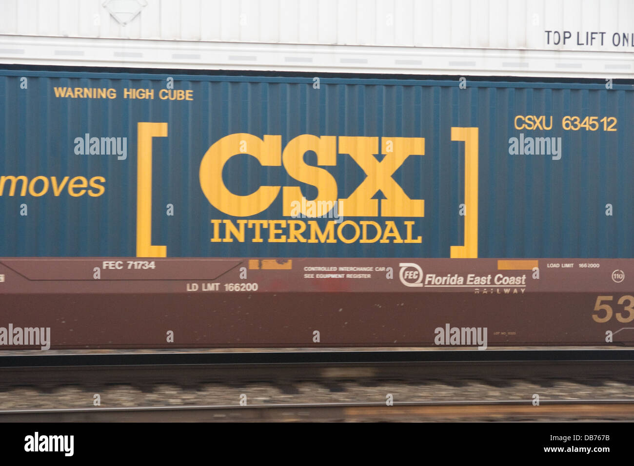 CSX Intermodal Container on BNSF freight train at Mulvane Kansas USA ...