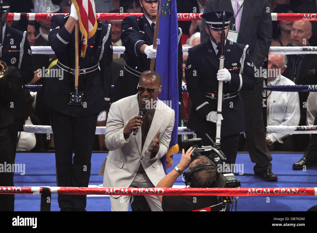 Jamie Foxx performs at the Manny Pacquiao and Shane Mosley fight ...