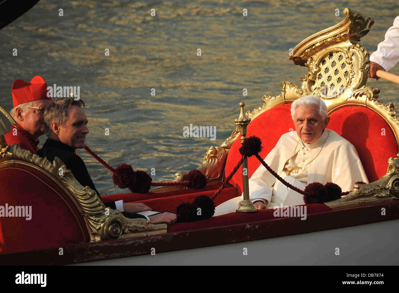 Pope Benedict XVI takes a gondola ride from Saint Mark Square to Salute ...