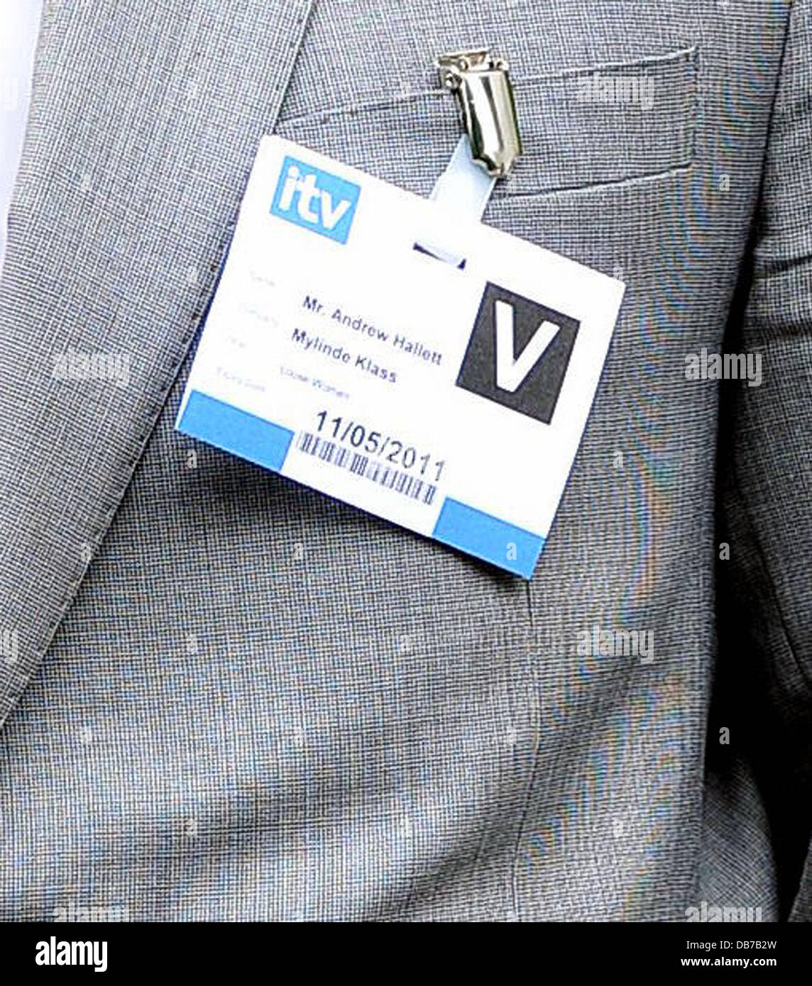 Driver of Myleene Klass wearing an ITV badge with Myleene's name ...