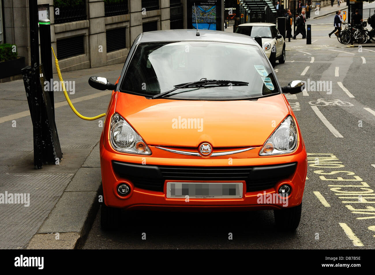 Electric car seen charging at a charging point in Wellington Place ...
