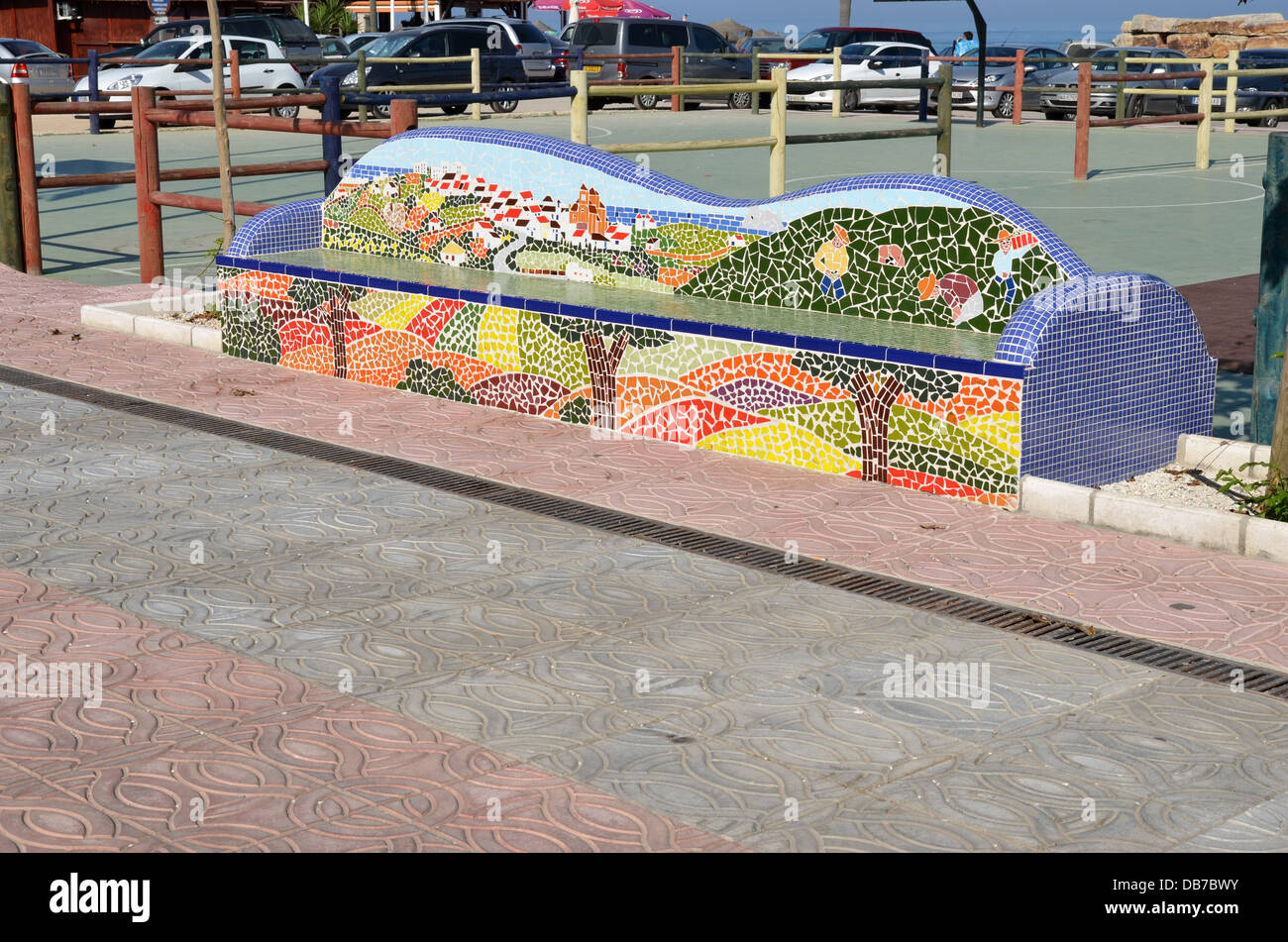 Mosaic tiled bench seat number 3352 Stock Photo - Alamy