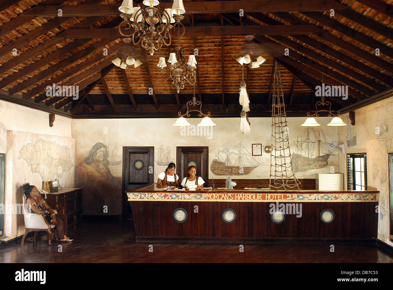 Lobby. Morgan's Harbour Hotel, Port Royal, Jamaica Stock Photo - Alamy