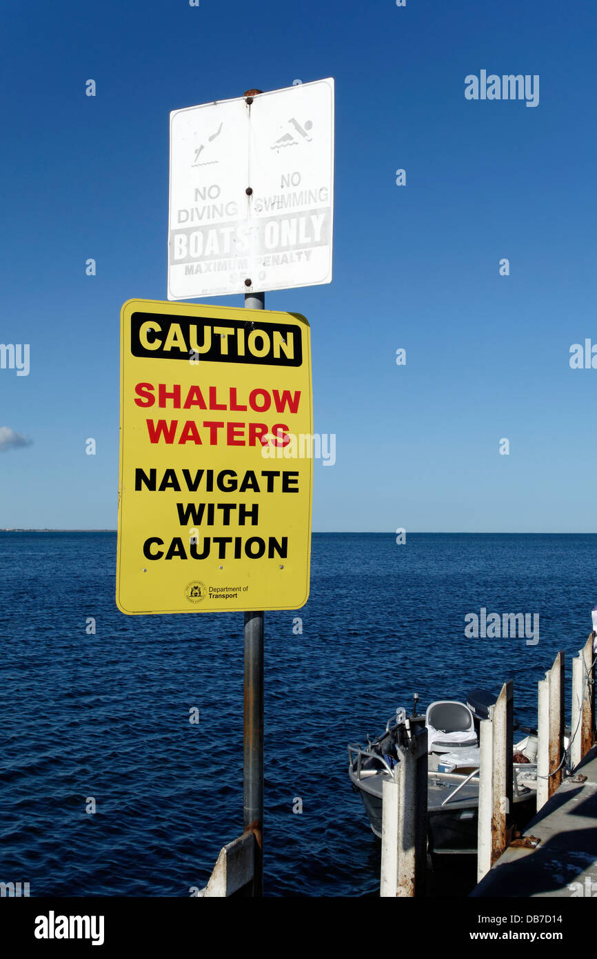 Caution Shallow Waters Sign, Western Australia Stock Photo - Alamy