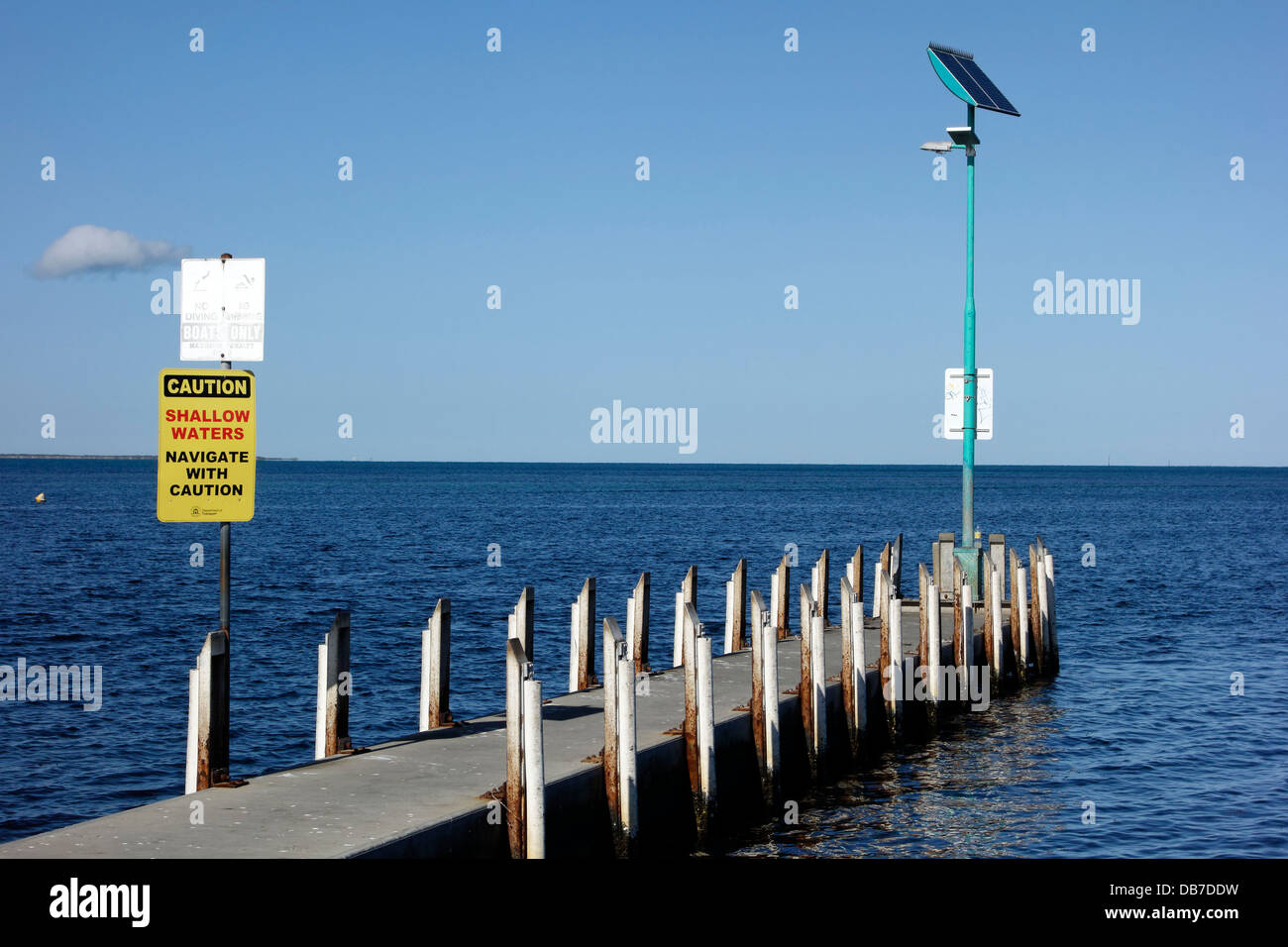 Caution Shallow Waters Sign, Safety Bay Western Australia Stock Photo ...