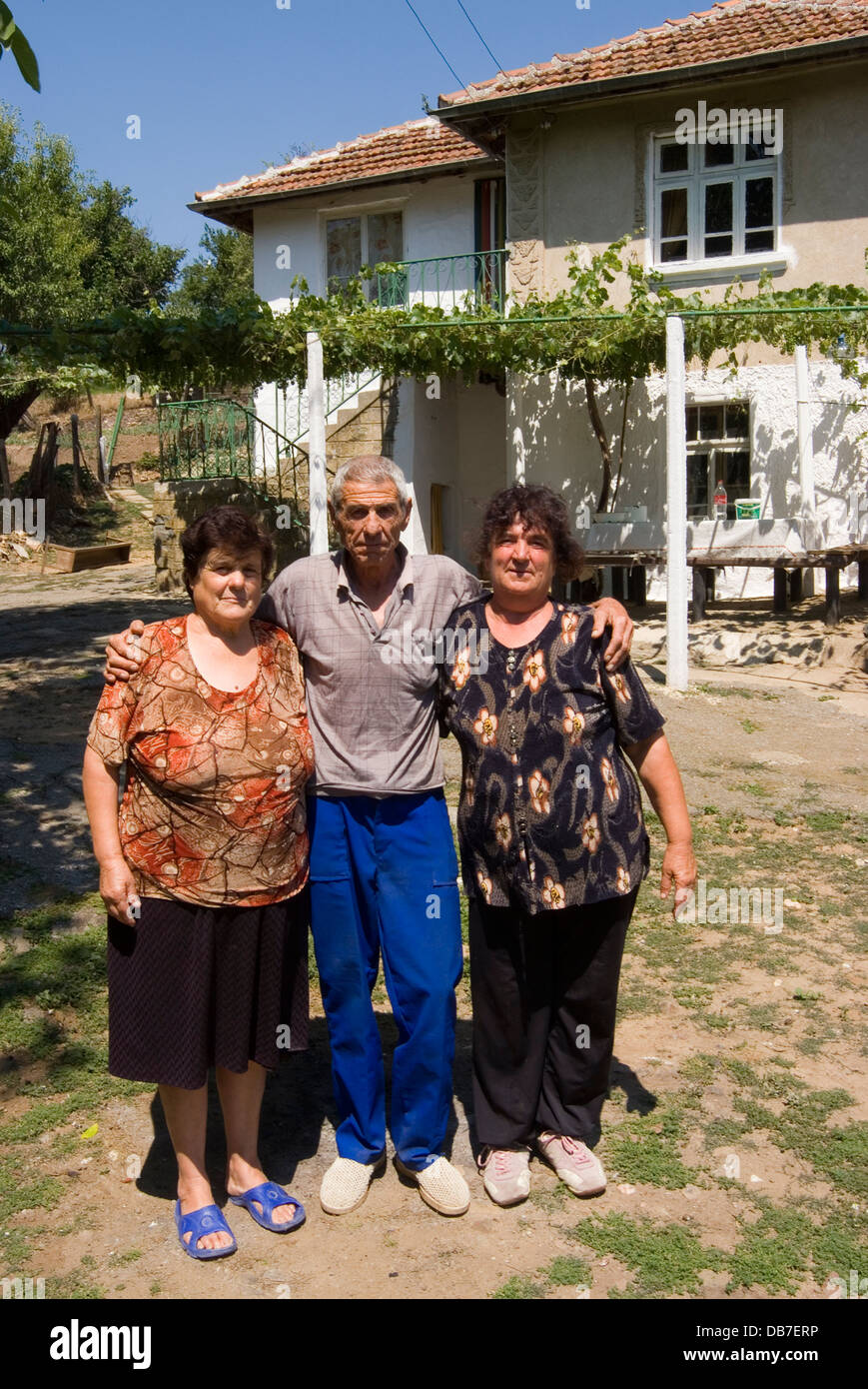 Bulgaria family standing out side the home in a rural village Stock ...