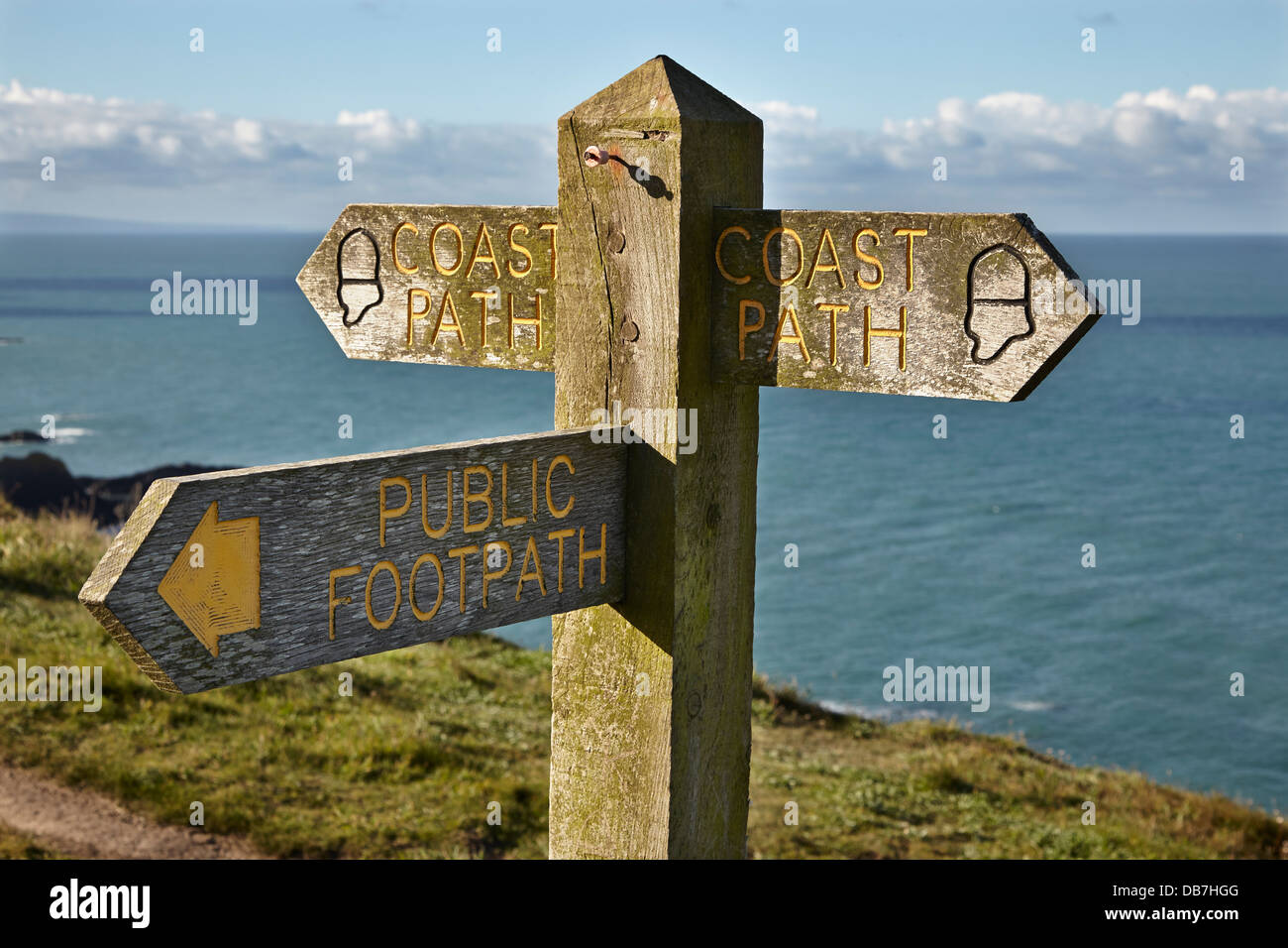 Footpath sign on the Southwest Coast Path, near Hartland Point, near ...