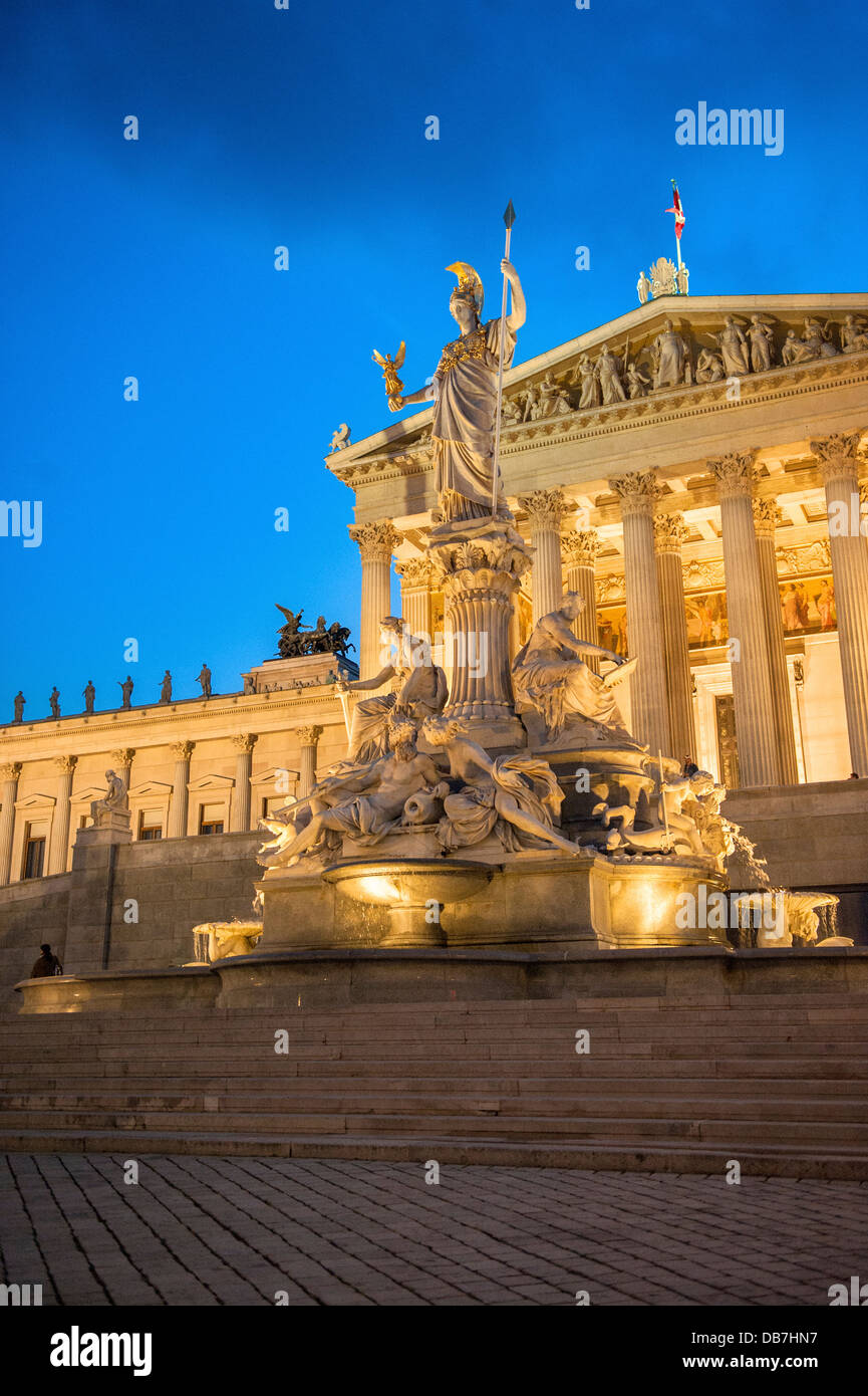 Europe, Austria, Vienna, Parliament building, Ringstrasse, twilight ...