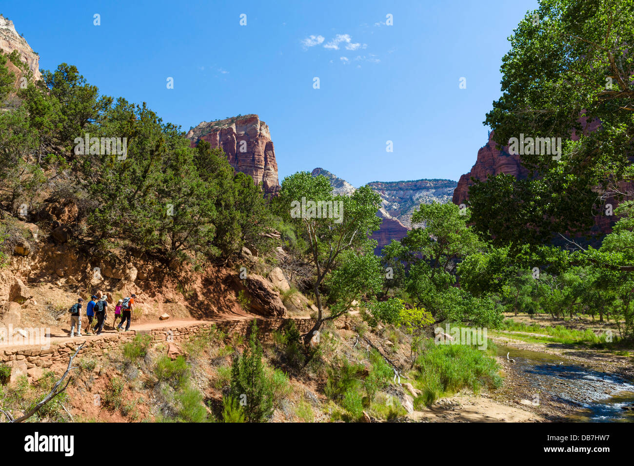 Walkers on the West Rim trail at the Grotto Trailhead by the Virgin ...