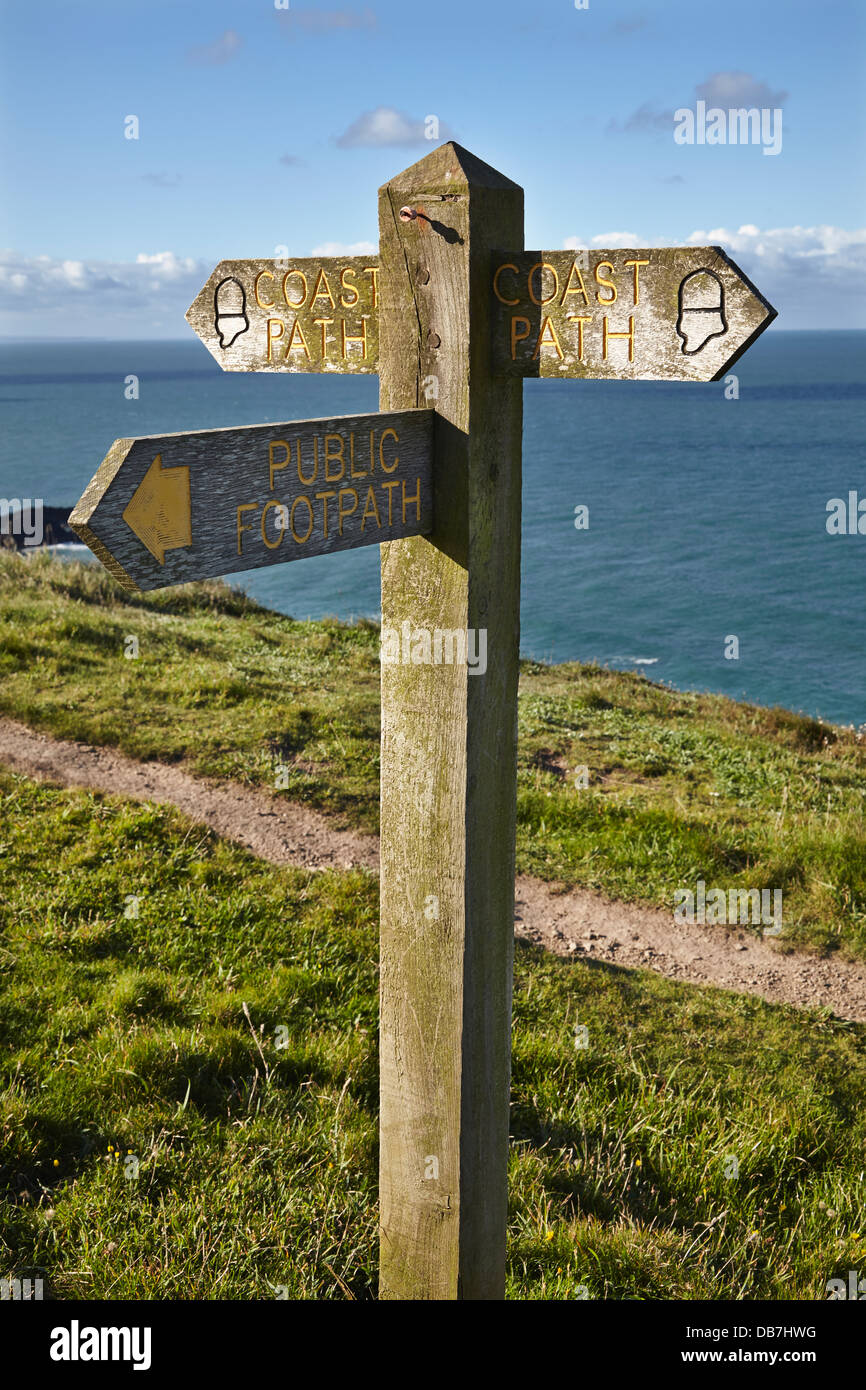 Footpath sign on the Southwest Coast Path, near Hartland Point, near ...