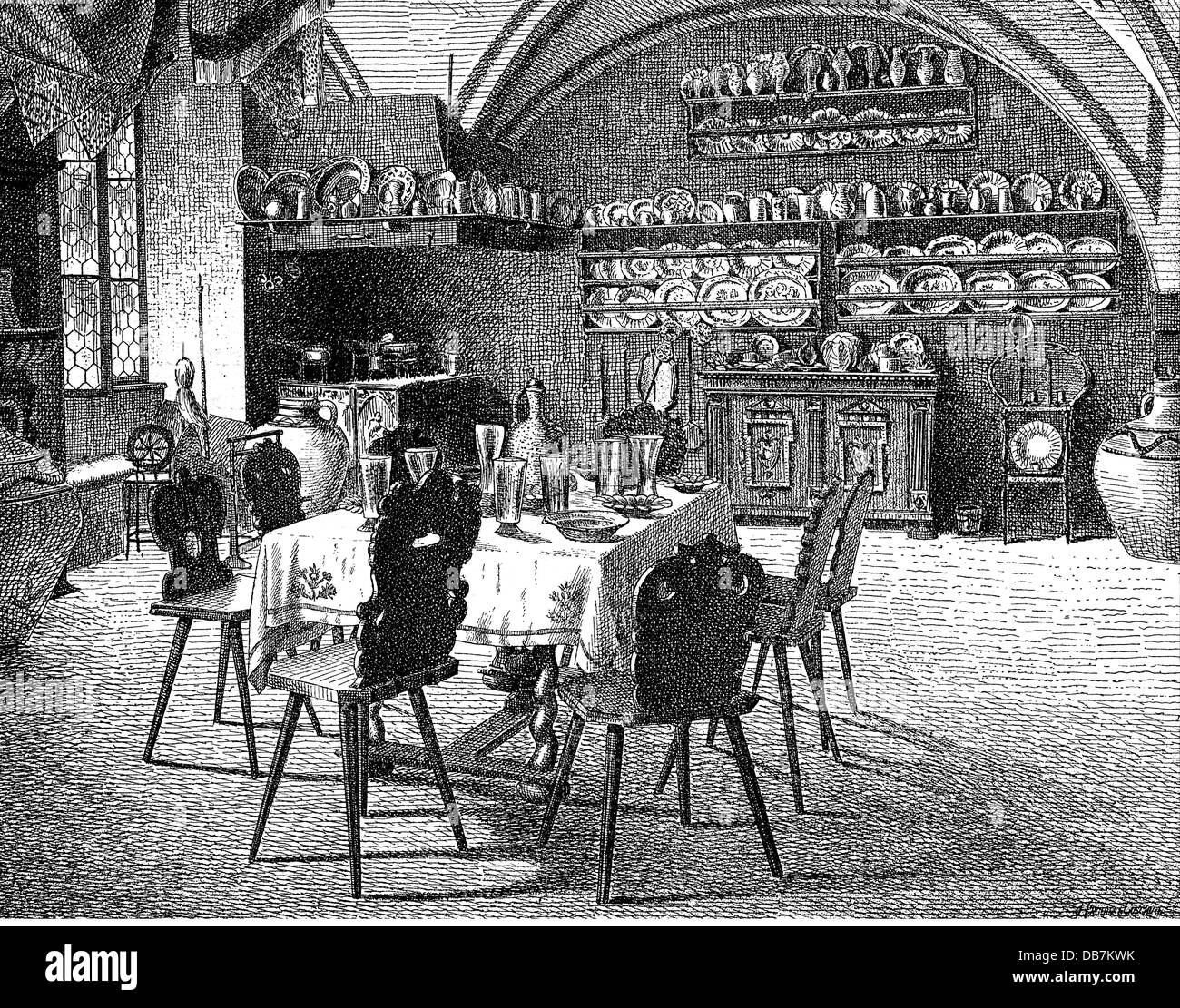 household, kitchen and kitchenware, country cuisine, Salzburg Museum ...