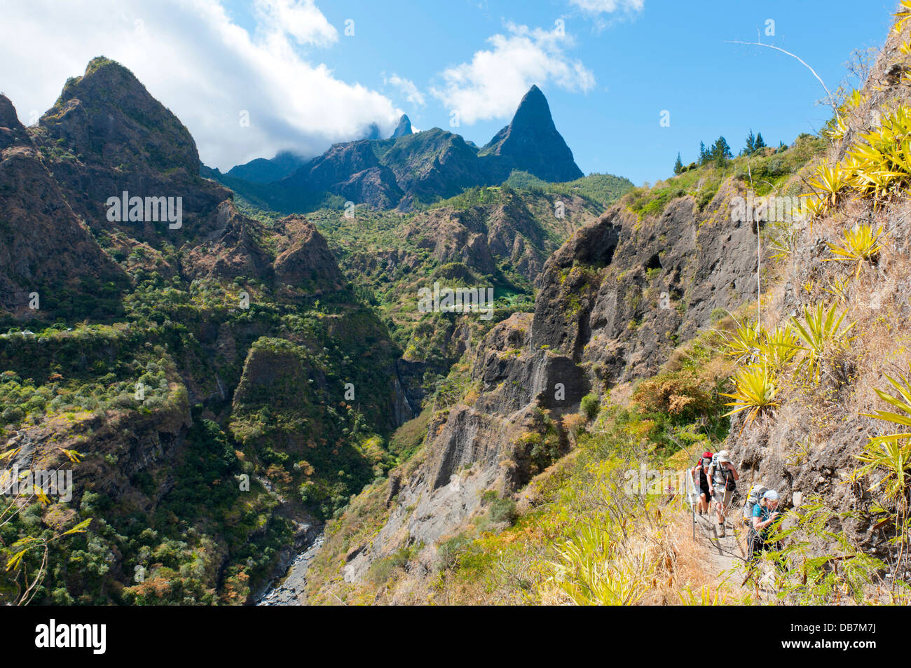 Group of hikers hiking in the rugged mountain landscape Stock Photo - Alamy