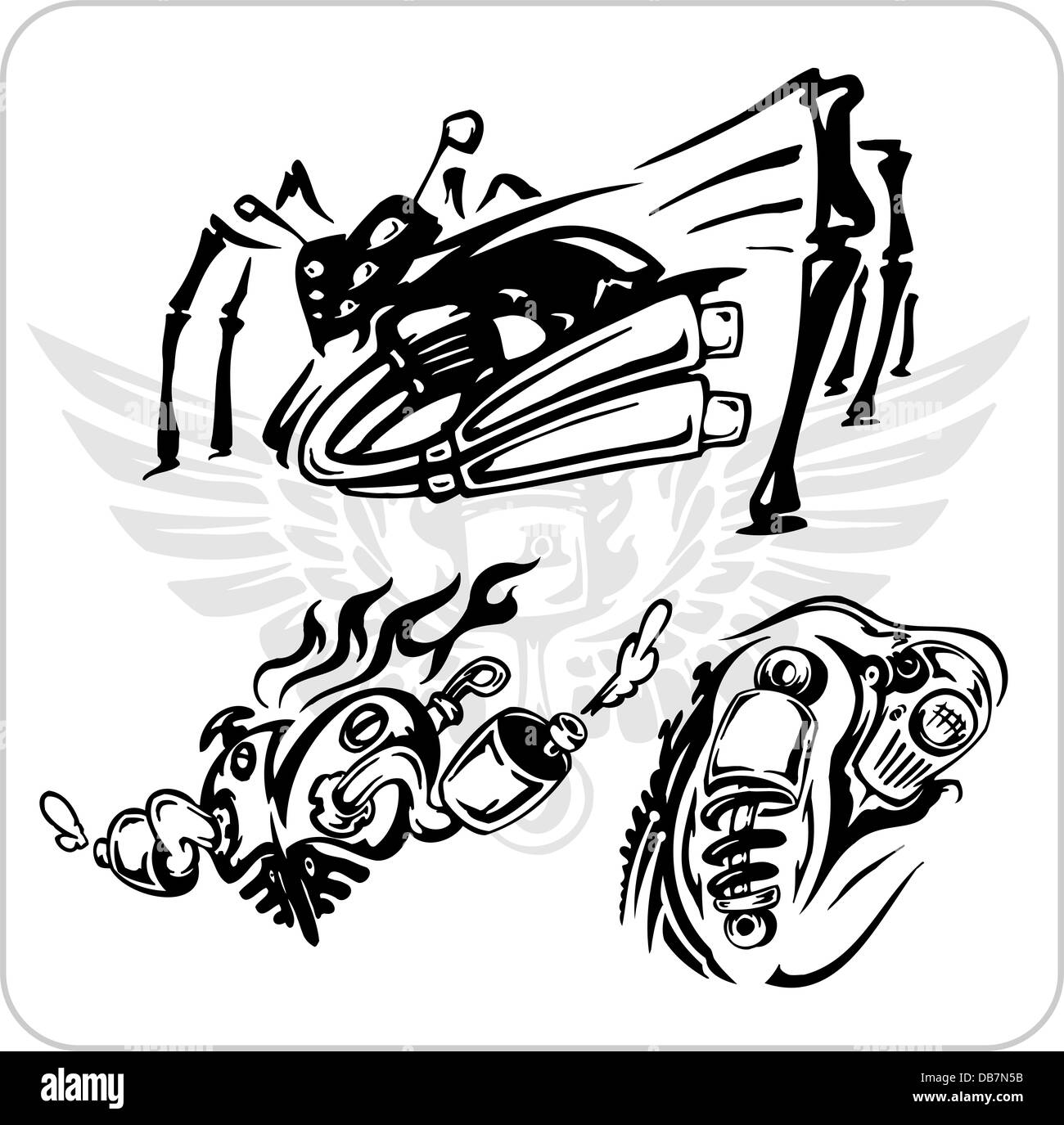 Crazy Drivers - Vinyl-ready illustration Stock Photo - Alamy