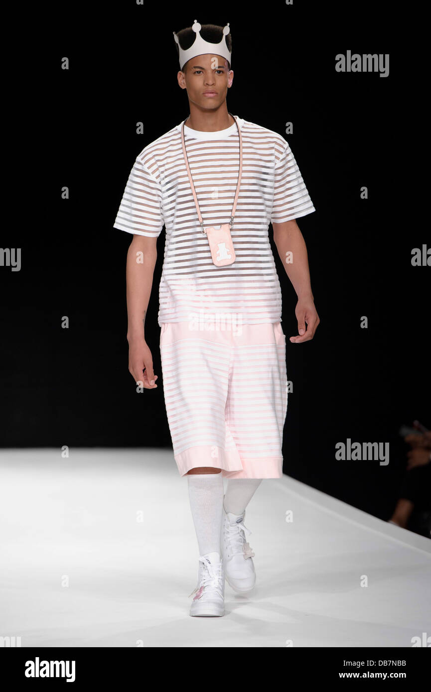 A model wears a design from the MAN collection during London ...