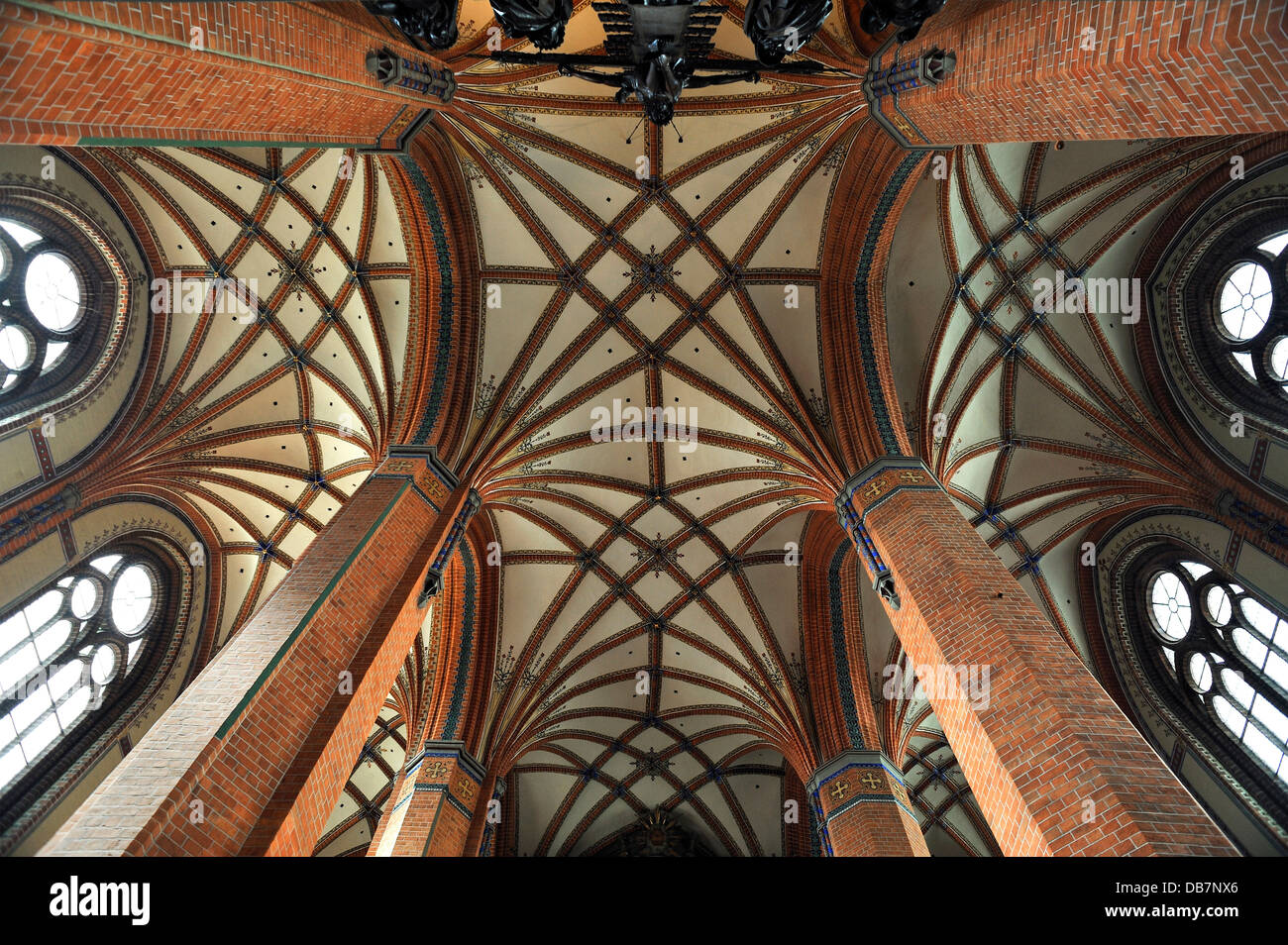 Vaulted ceiling with columns, Marienkirche or St. Mary's Church Stock ...