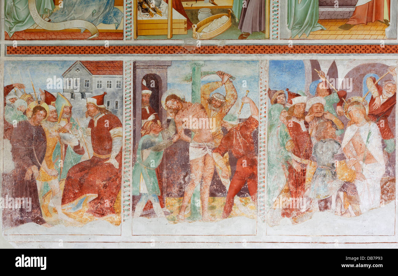 Christ before Pilate, scourging and crowning with thorns, frescoes by ...