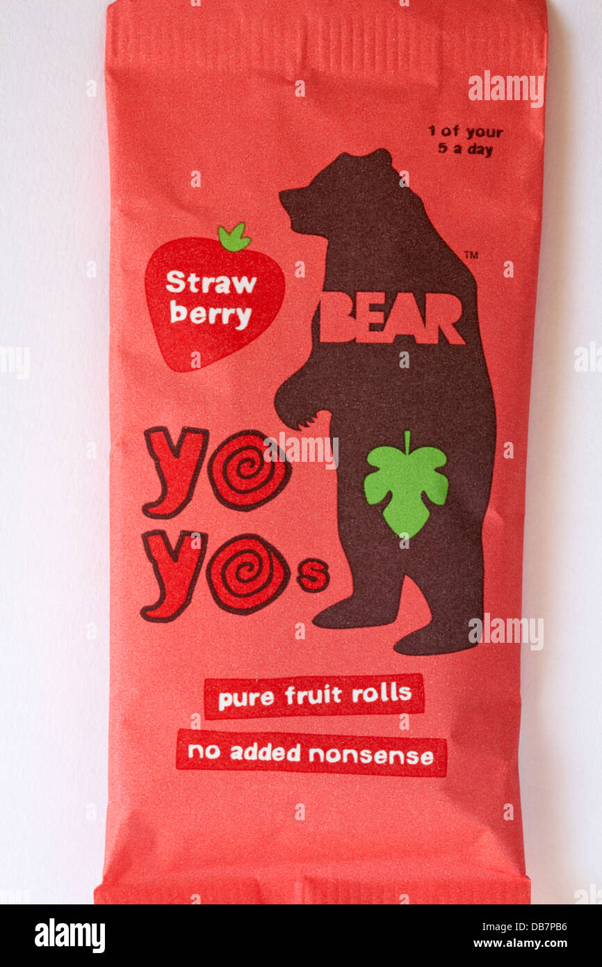 packet of Bear yo yos straw berry strawberry pure fruit rolls no added ...