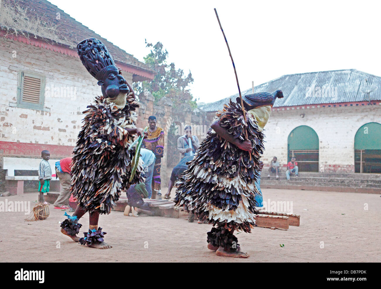 Traditional mask dance with a xylophone and flutes at the Palace of ...
