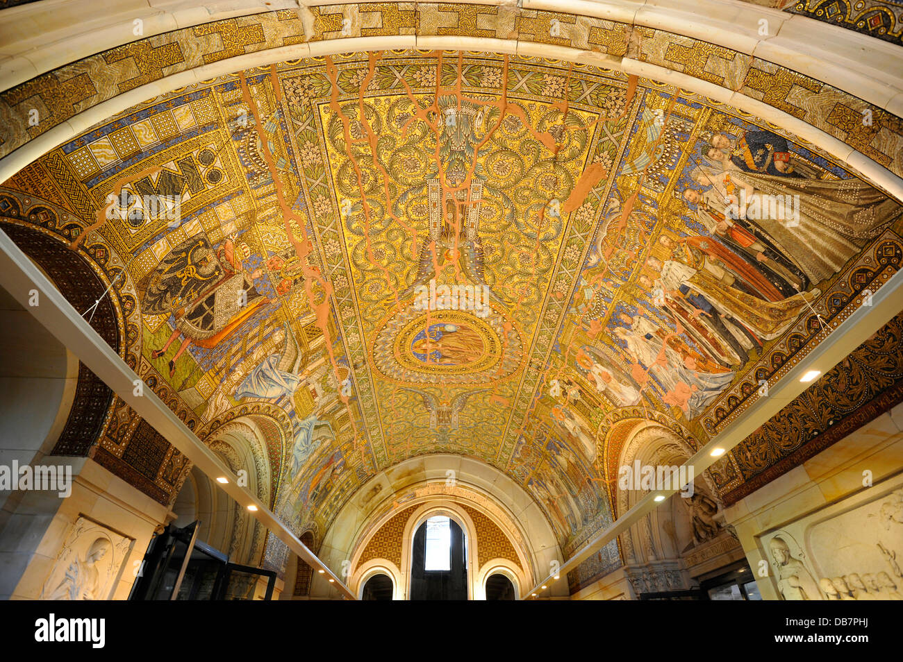 Entrance hall with a ceiling mosaic, Memorial Hall in the old tower of ...