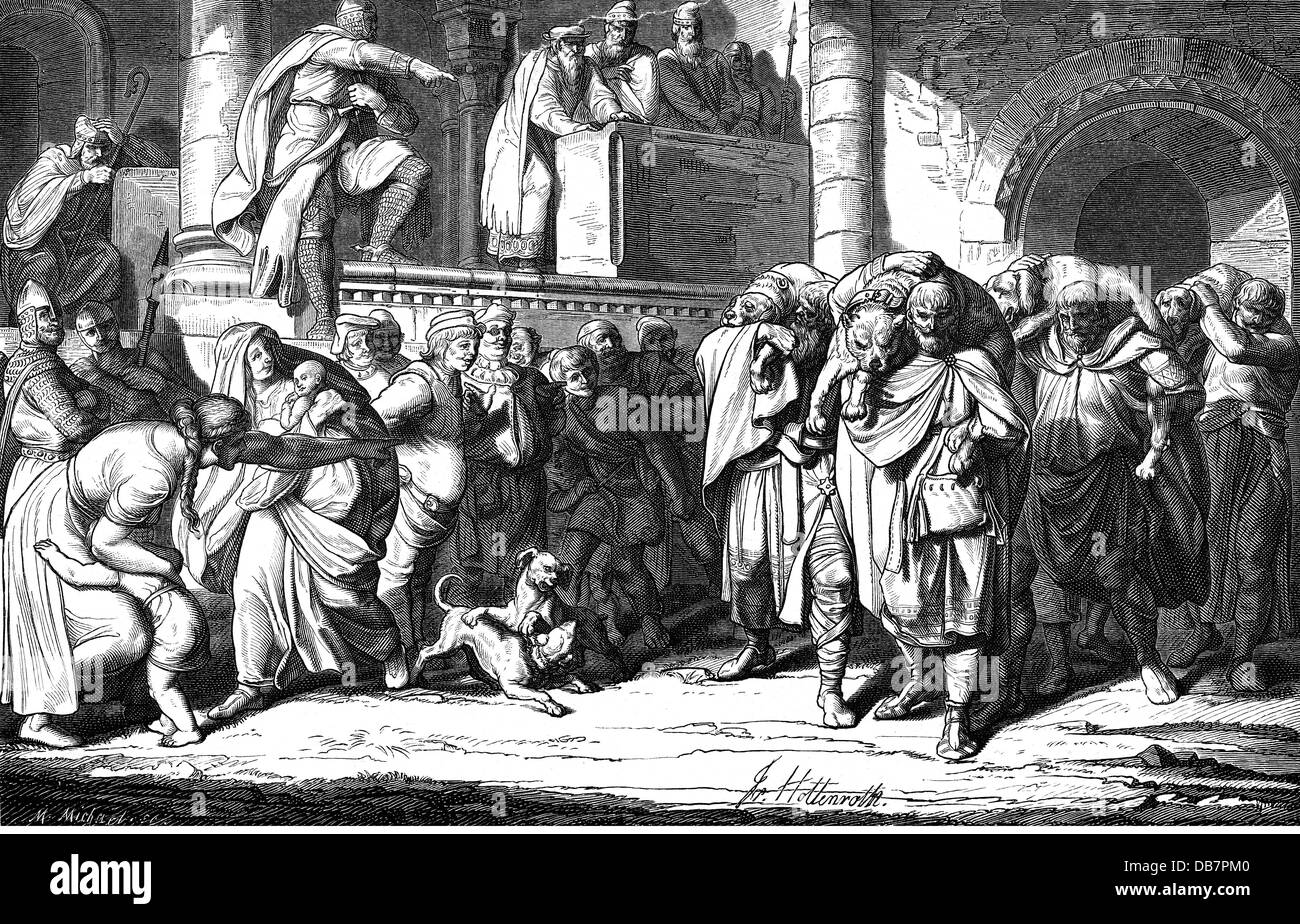 Wood engraving after drawing by friedrich hottenroth hi-res stock ...