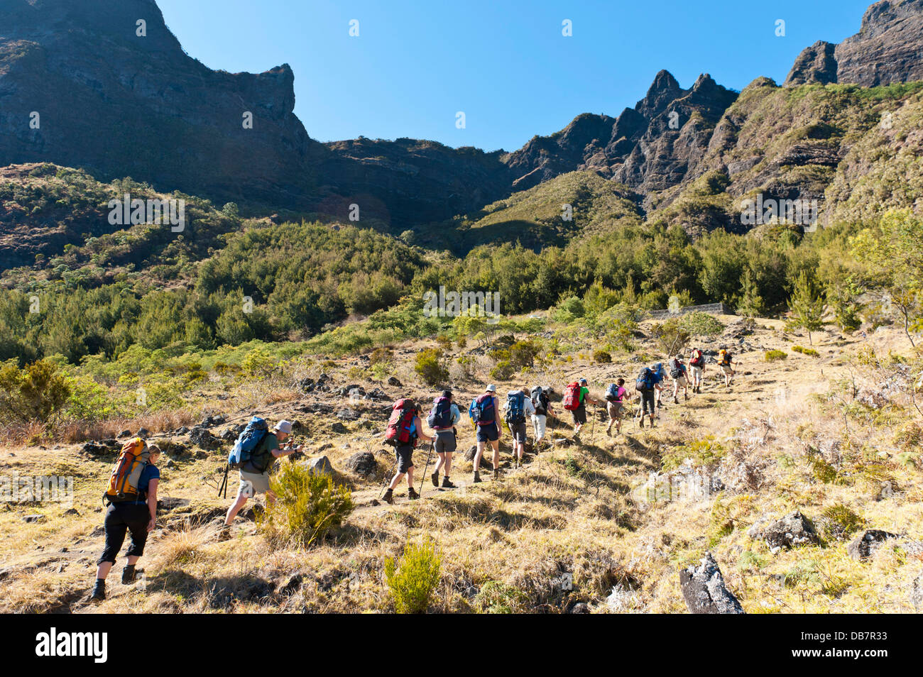 Africa backpack cirque de mafate hi-res stock photography and images ...