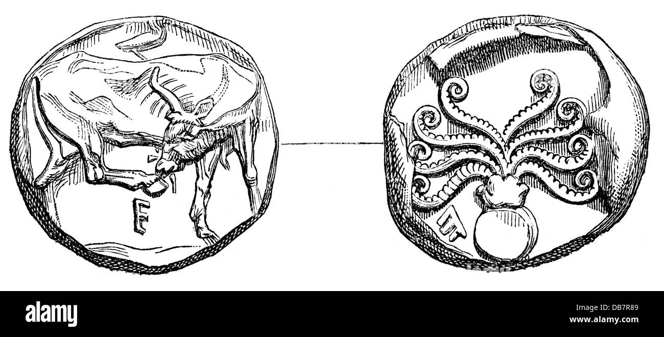 money / finances, coins, ancient world, Greece, didrachma, Eretria, 480 ...