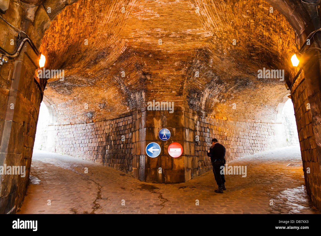 Underground passage entrance to Montjuic Castle Stock Photo - Alamy