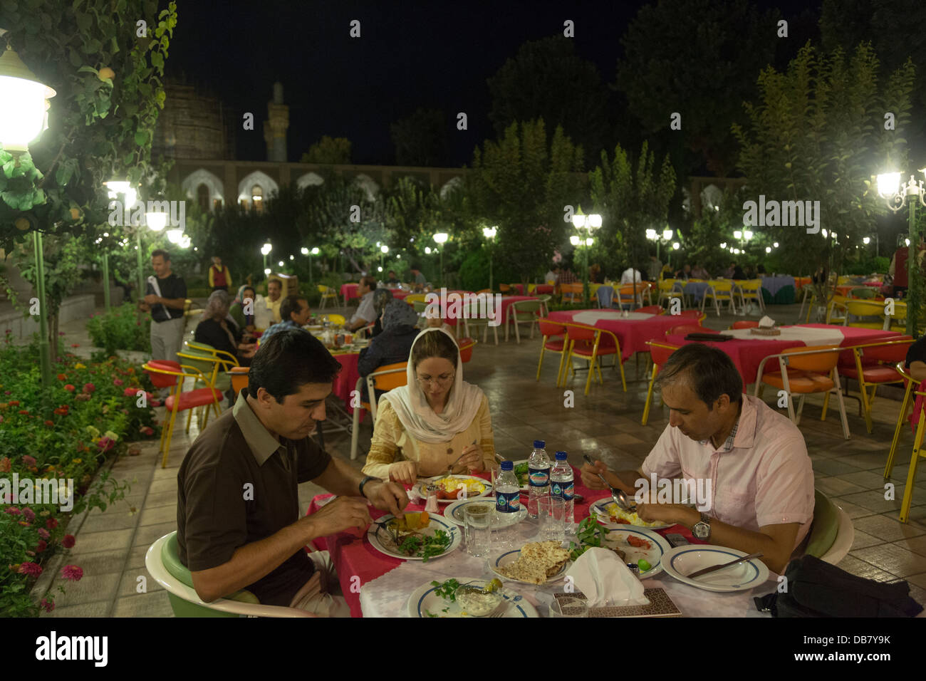 Iranians eating in the Abbasi Hotel, Isfahan, Iran, after breaking ...