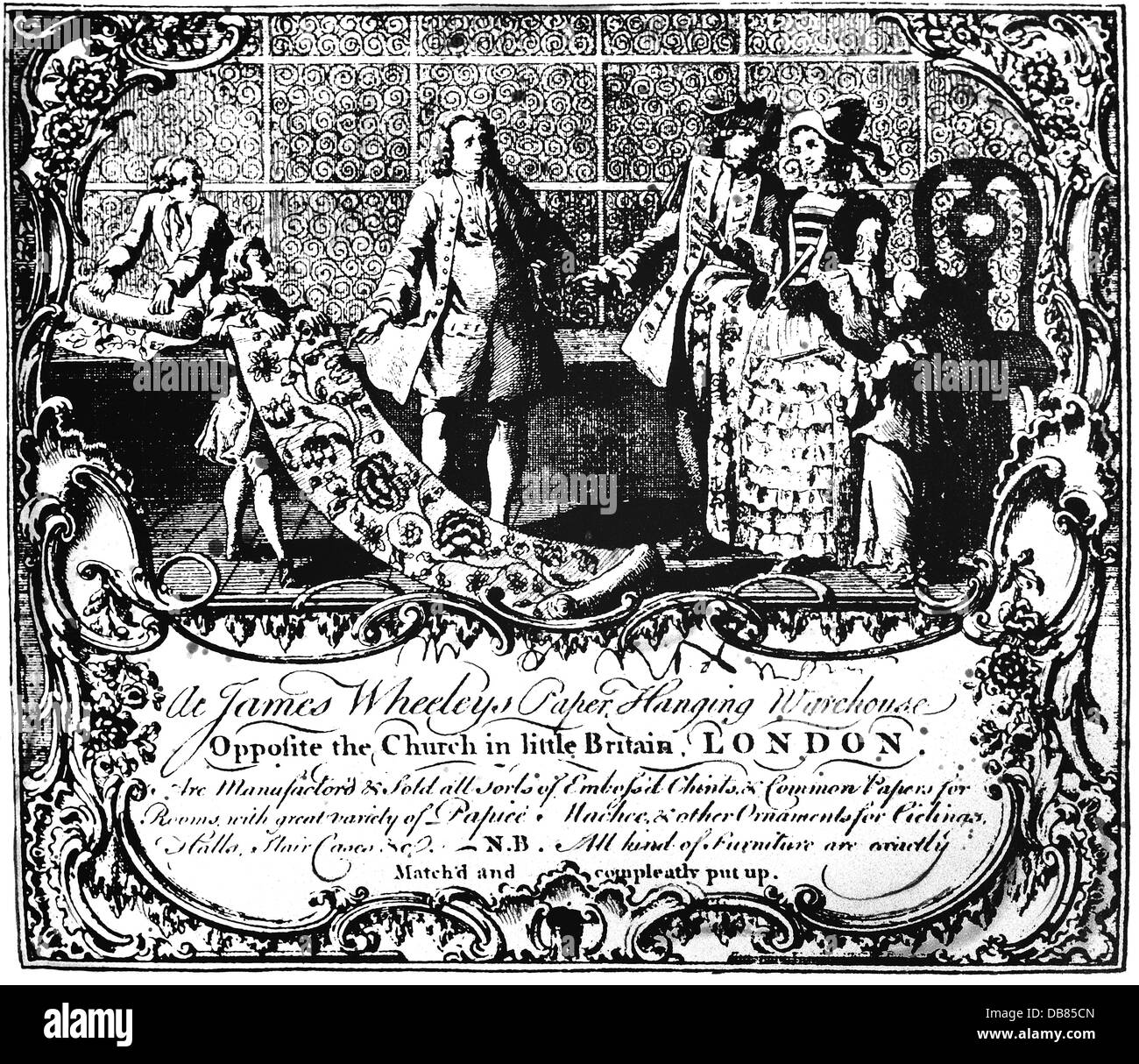 advertising, interior decoration, business card of James Wheeley wall ...