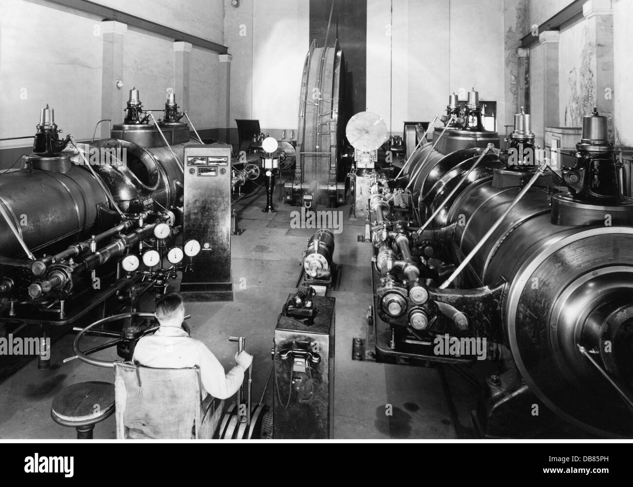 industry workers machinist in the driver's cab Germany 1950s Stock ...