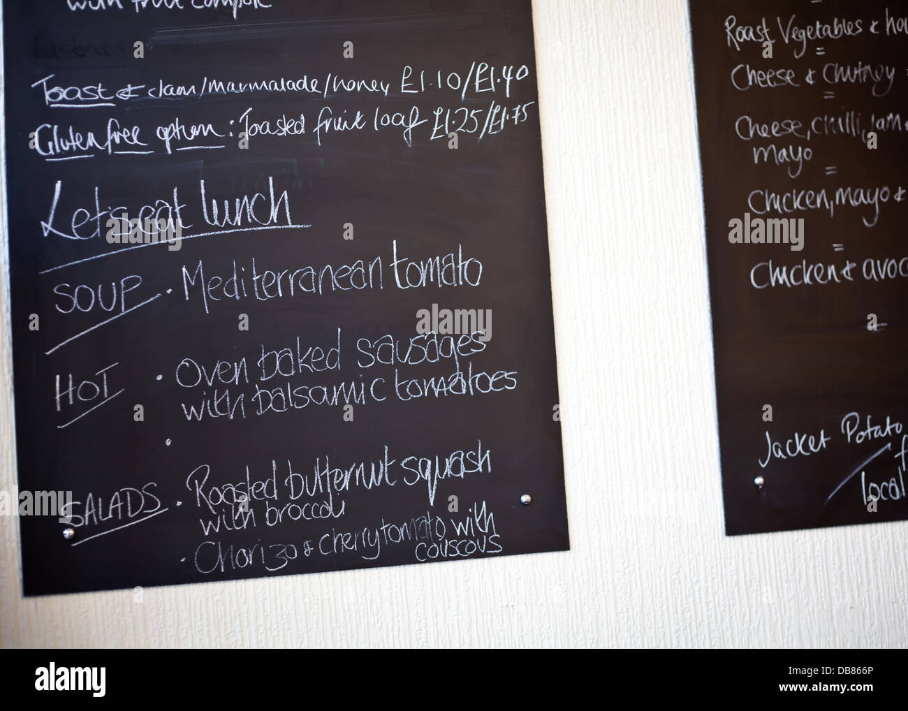 blackboard menu in a café Stock Photo - Alamy