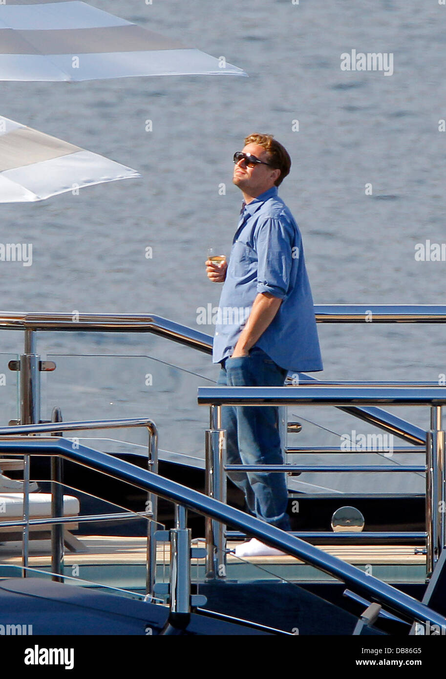 Leonardo DiCaprio enjoying a drink aboard Steven Spielberg's super ...
